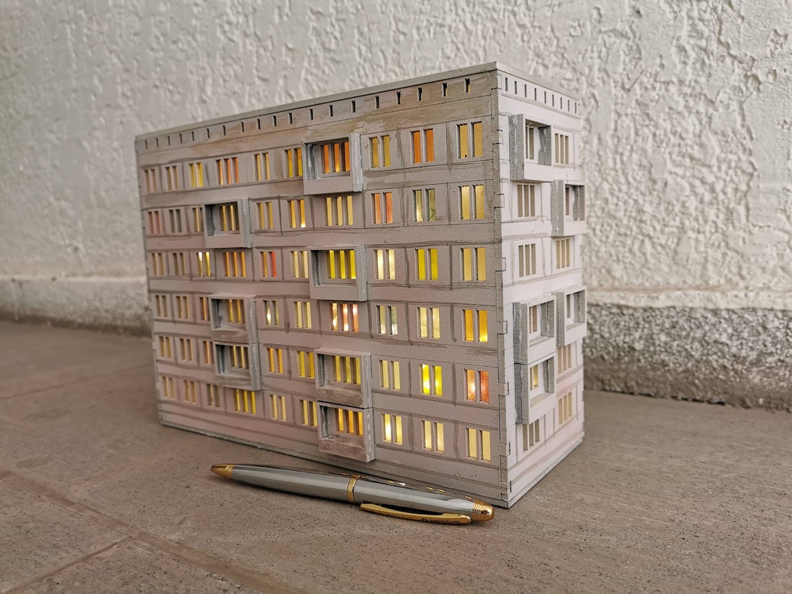 Handmade Wooden Lamp Inspired by Residential Building From - Etsy