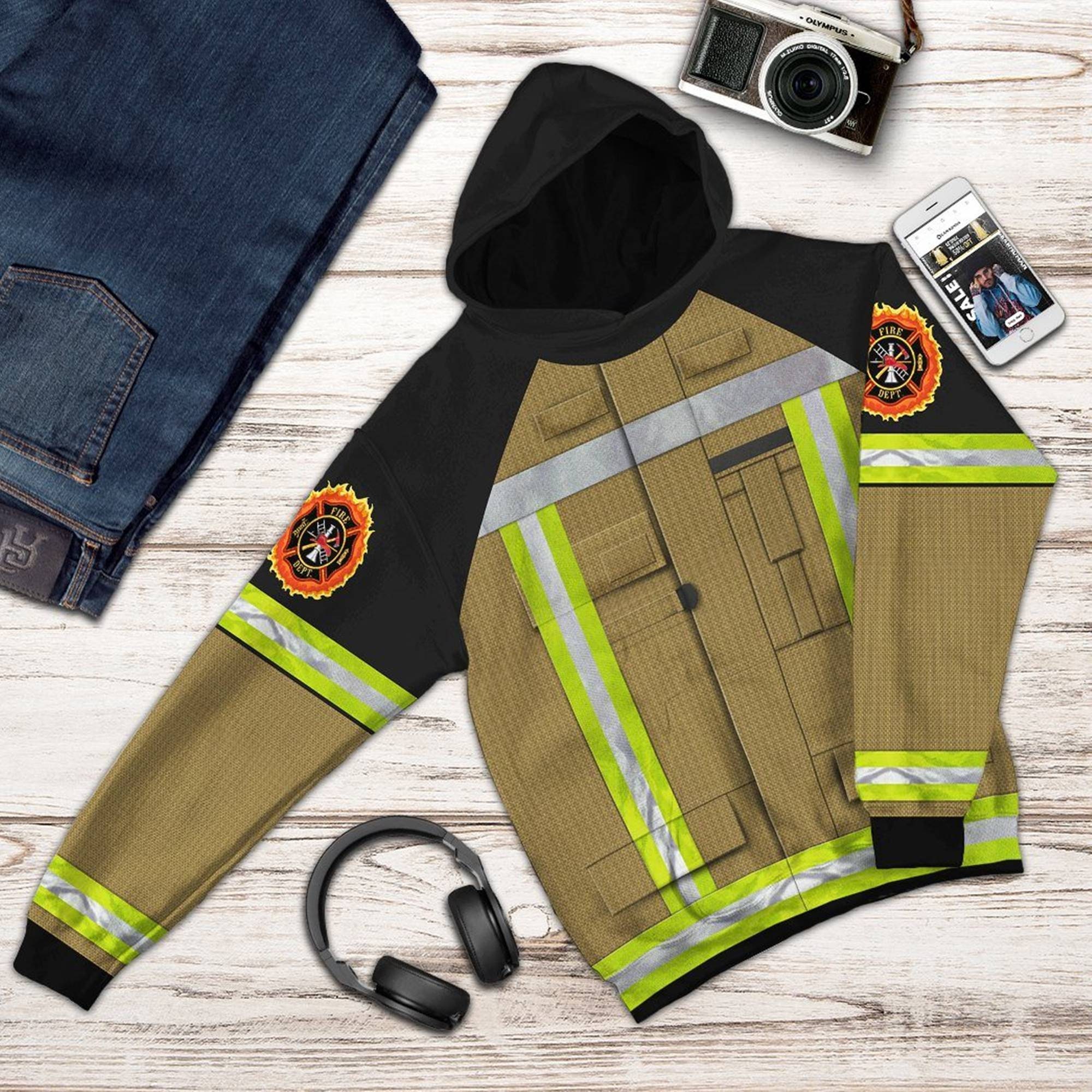 Customized Firefighter Uniform Halloween Costumes Hoodie, Firefighter ...