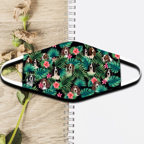 Spaniel Dog Fabric English Springer Spaniel Floral Dog by | Etsy