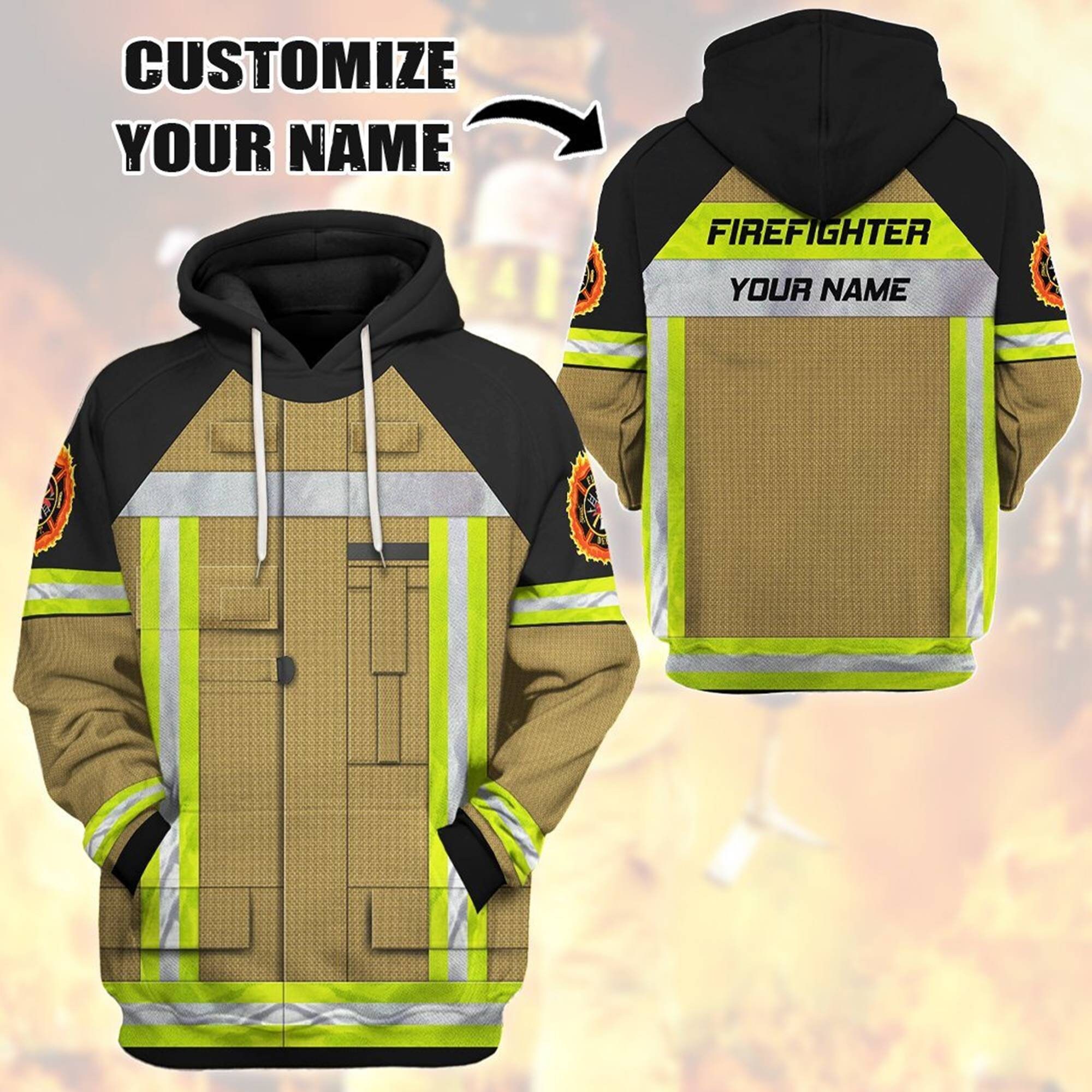 Customized Firefighter Uniform Halloween Costumes Hoodie, Firefighter ...