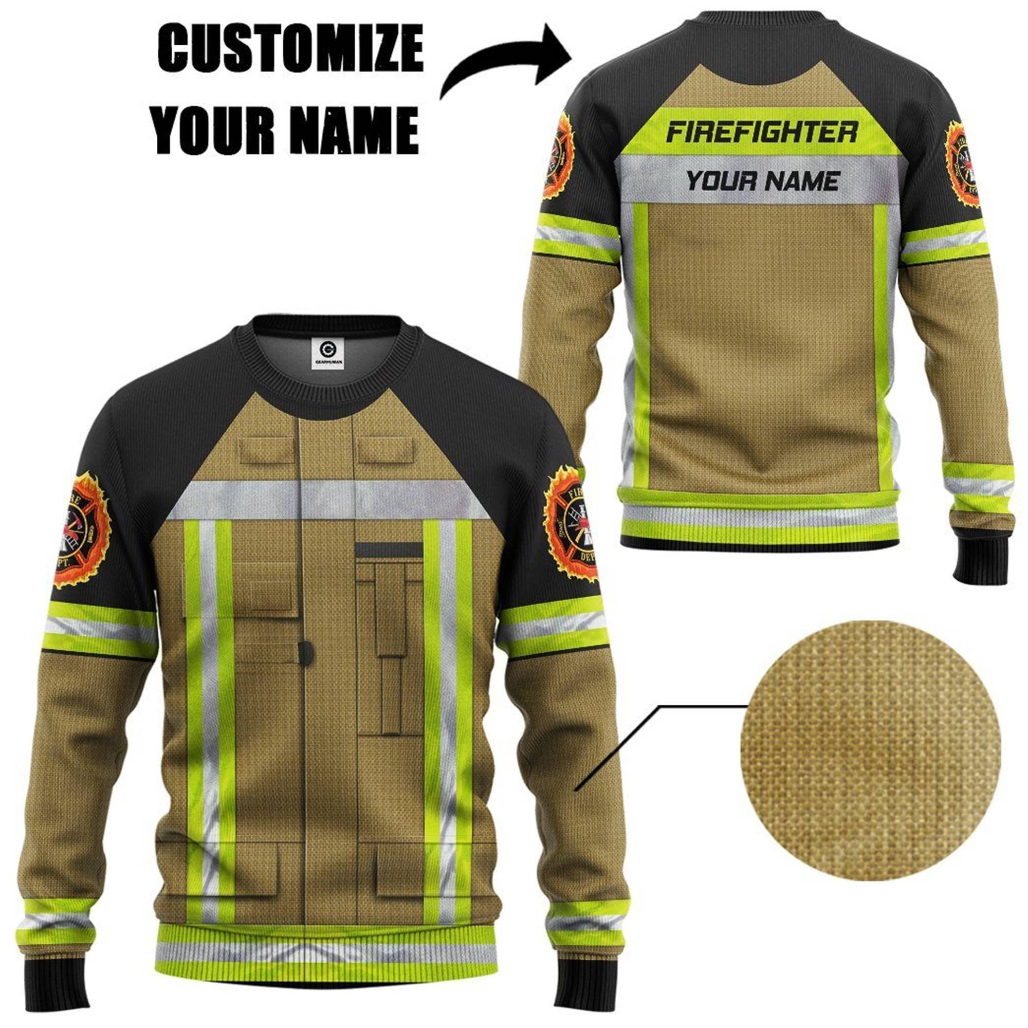 Customized Firefighter Uniform Halloween Costumes Hoodie, Firefighter ...