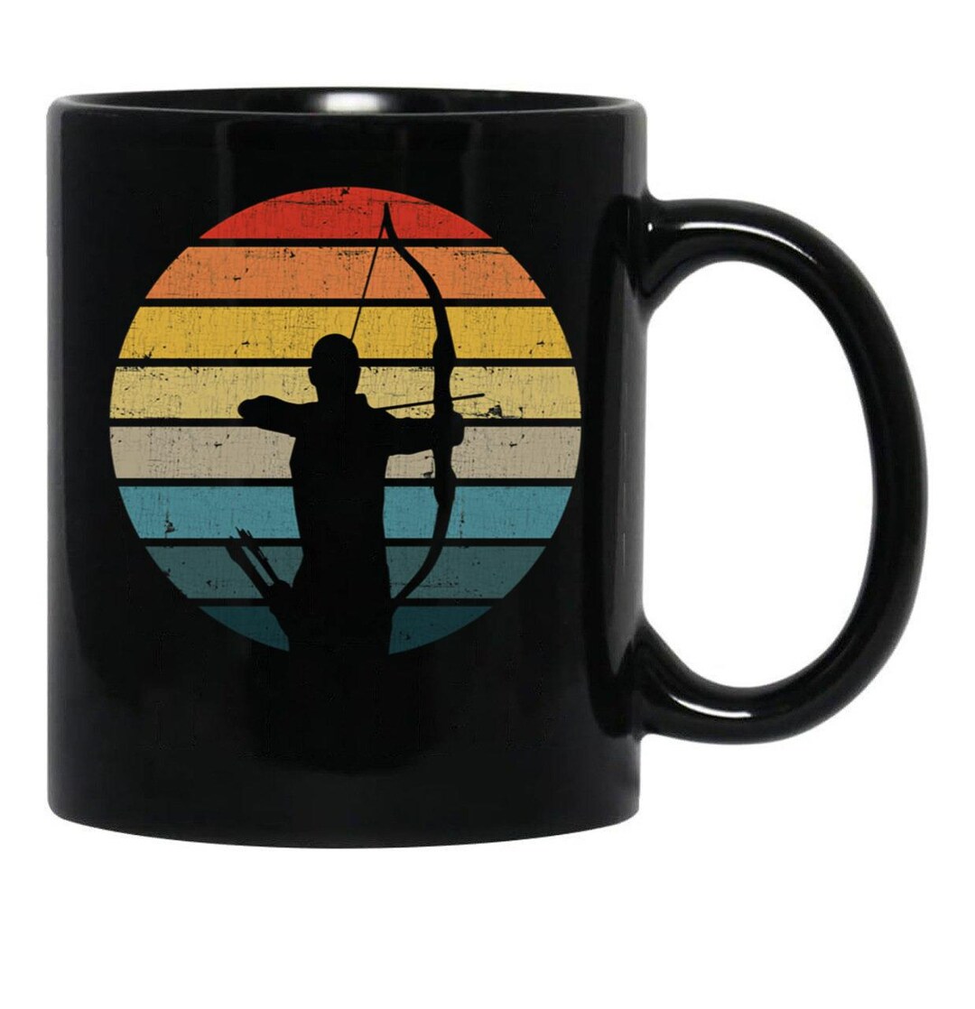 Archery Silhouette on A Distressed Retro Sunset Product Black Coffee ...