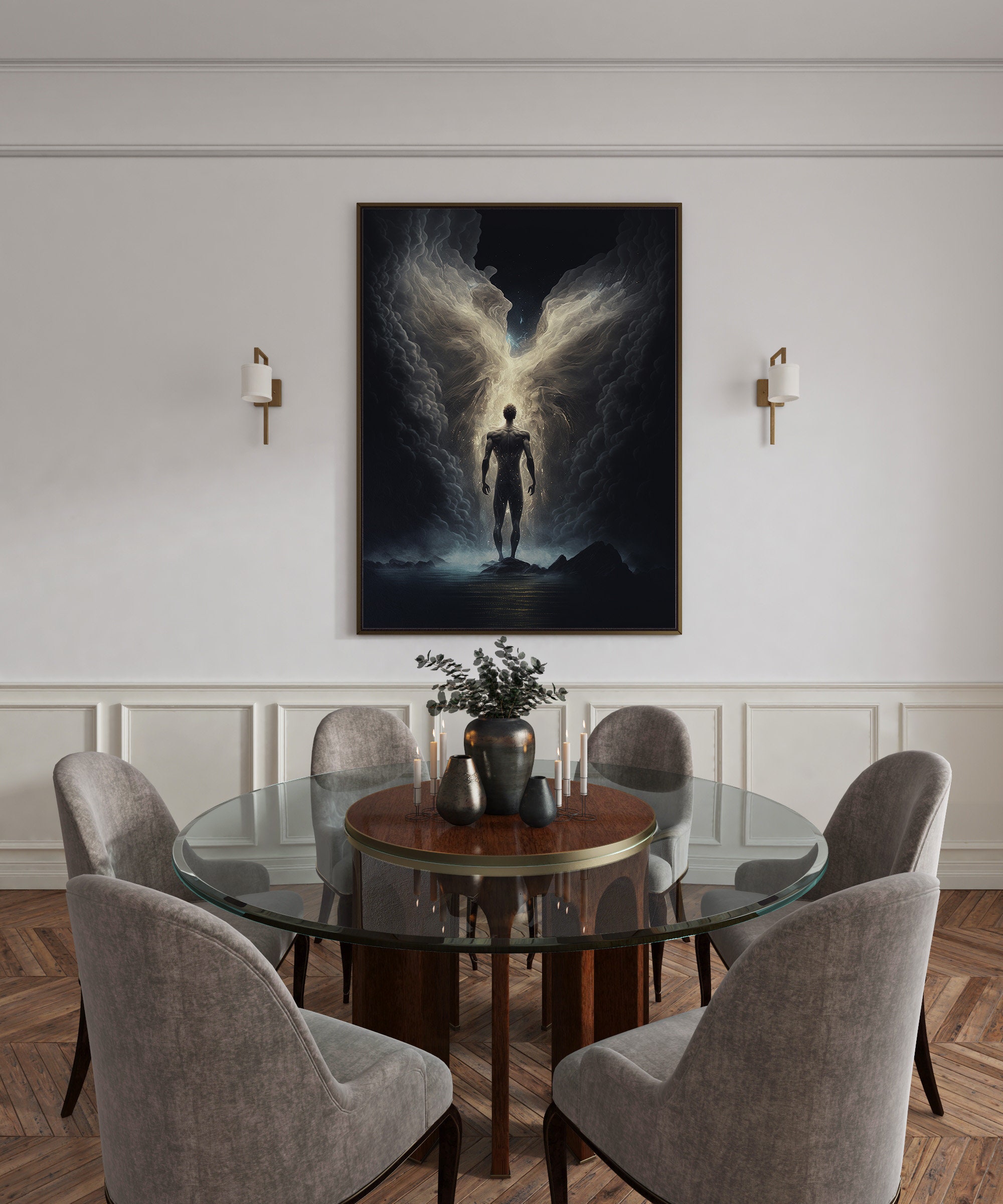 Abstract Christian Art Man Standing Before Yahweh Jehovah God the ...