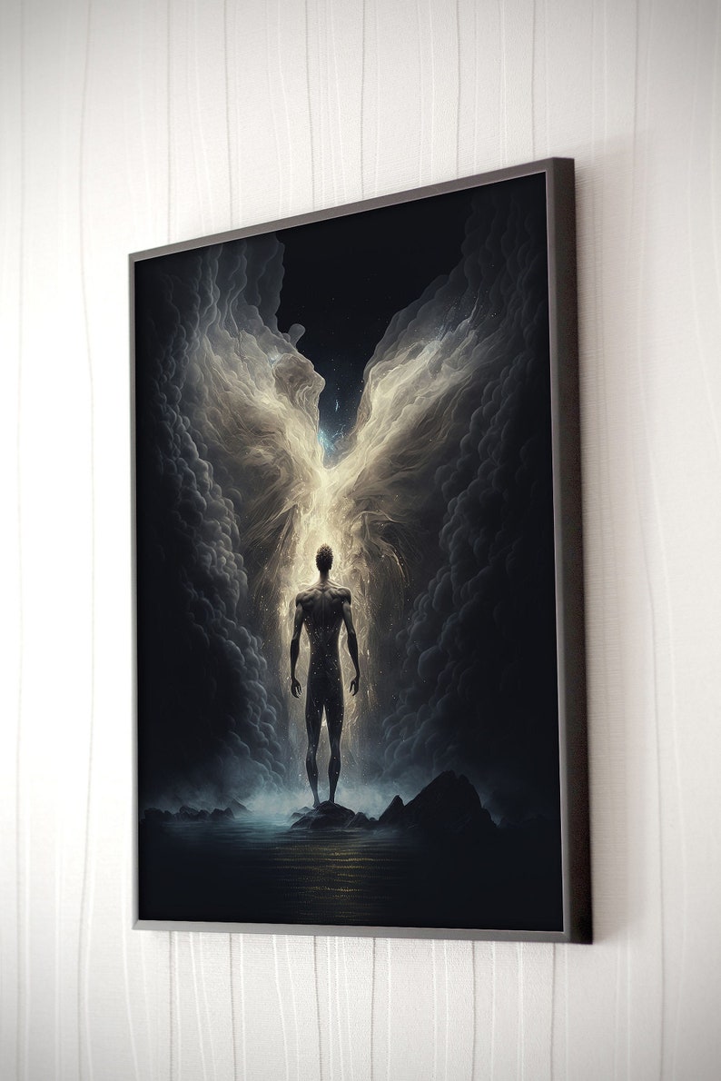 Abstract Christian Art Man Standing Before Yahweh Jehovah God the ...