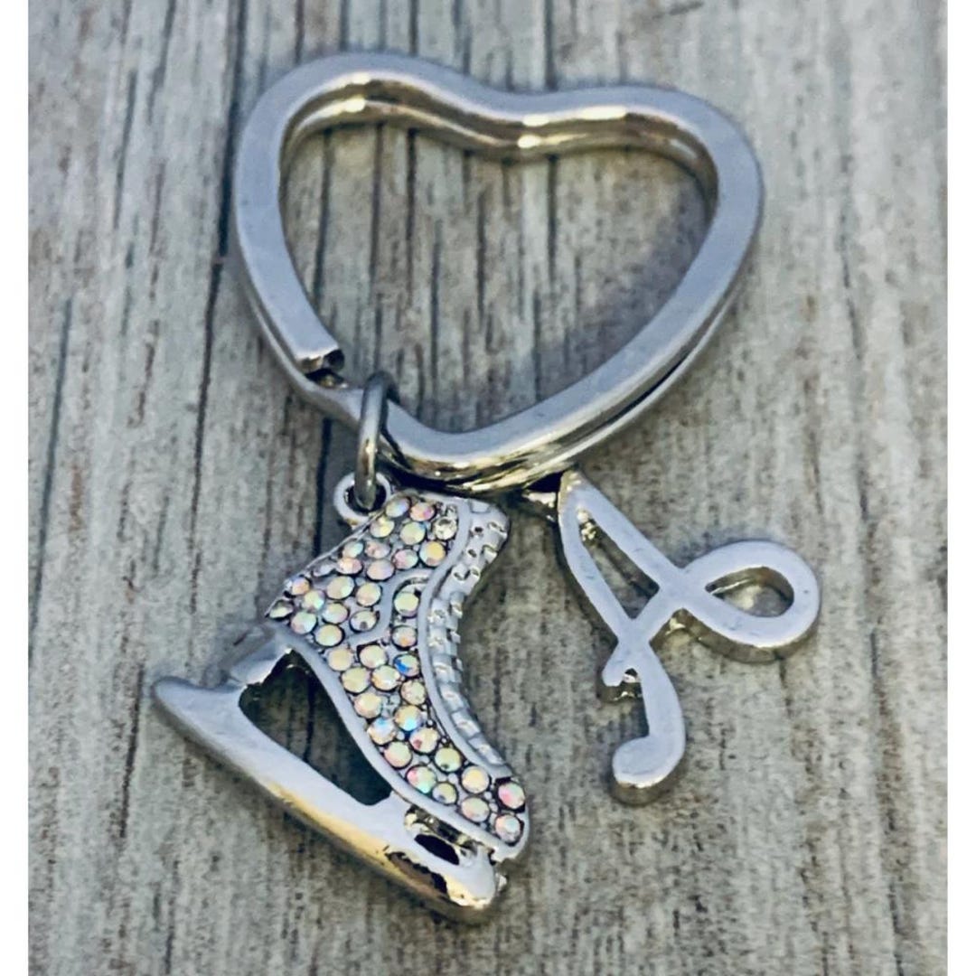 Personalized Figure Skating Keychain With Initial Charm, Custom Figure ...