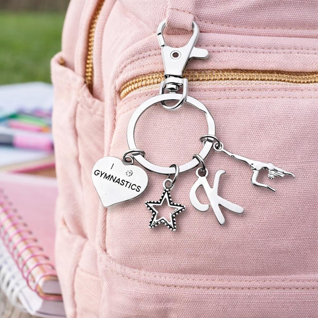 Personalized Gymnastics Keychain, Custom Initial Gymnast Gift, Girls ...