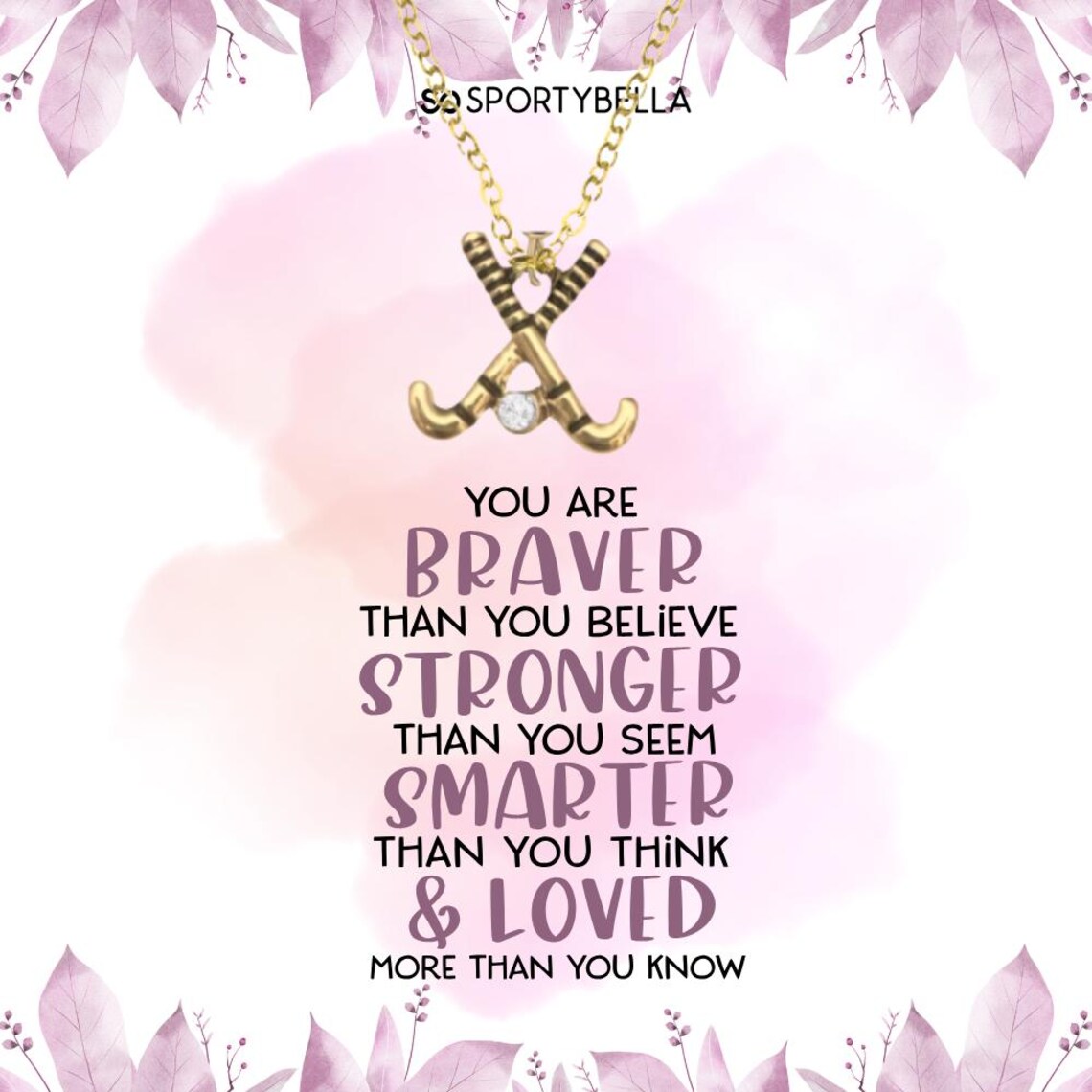 Gold Field Hockey Necklace for Girls With Inspirational Quote Card ...