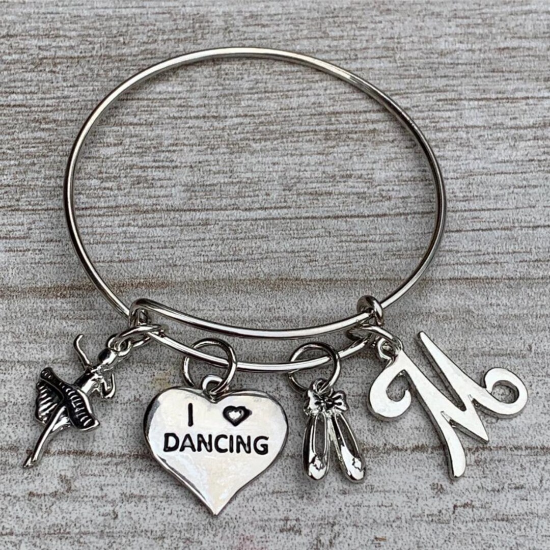 Custom I Love Dancing Charm Bracelet With Ballerina, Ballet Shoes and ...
