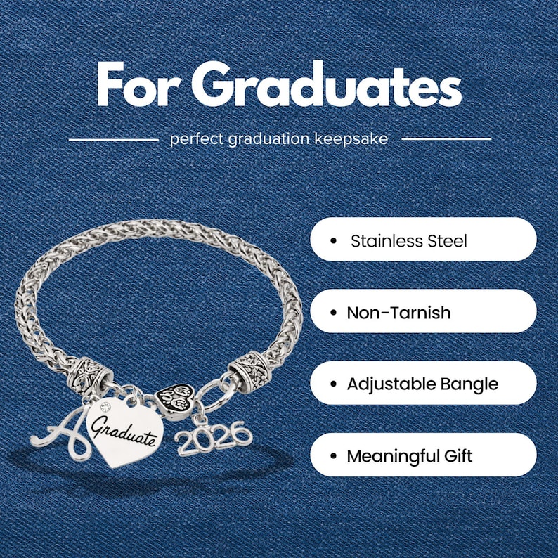 Graduation Bracelet, Personalized Initial Letter Charm Graduation Gift ...