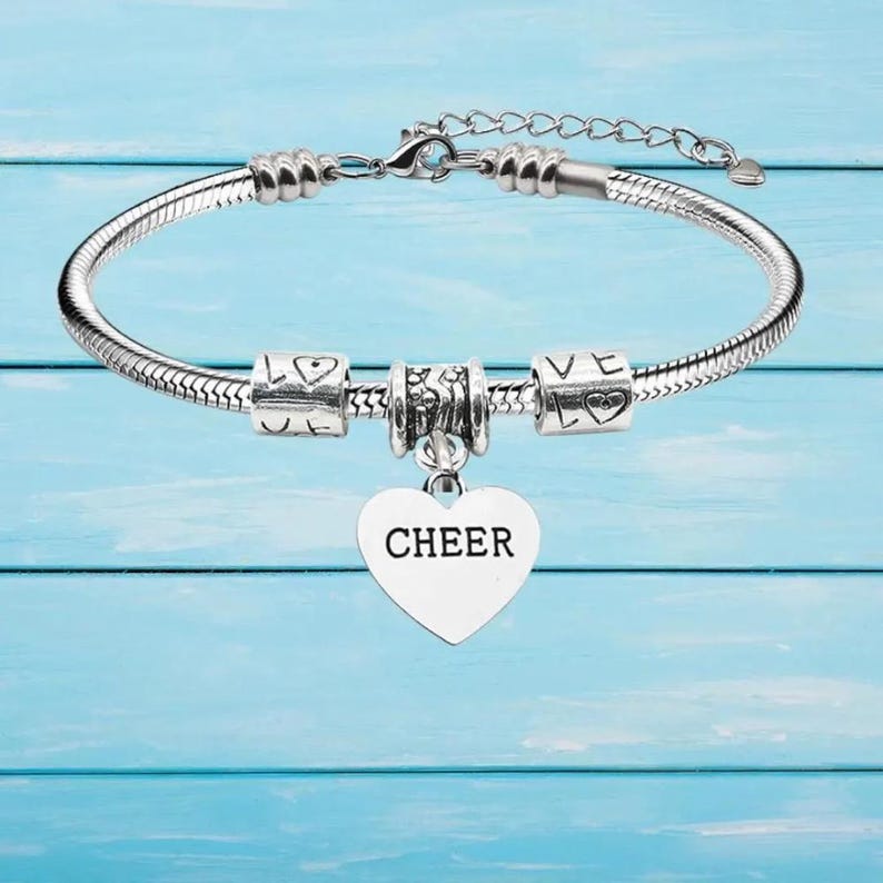 Cheer Gift, Personalized Girls Cheerleading Bracelet, Love to Cheer ...