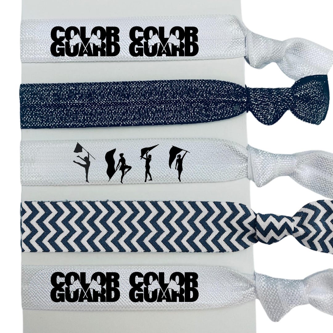 Color Guard Hair Ties With Flag Silhouettes and Text Design, No-crease ...