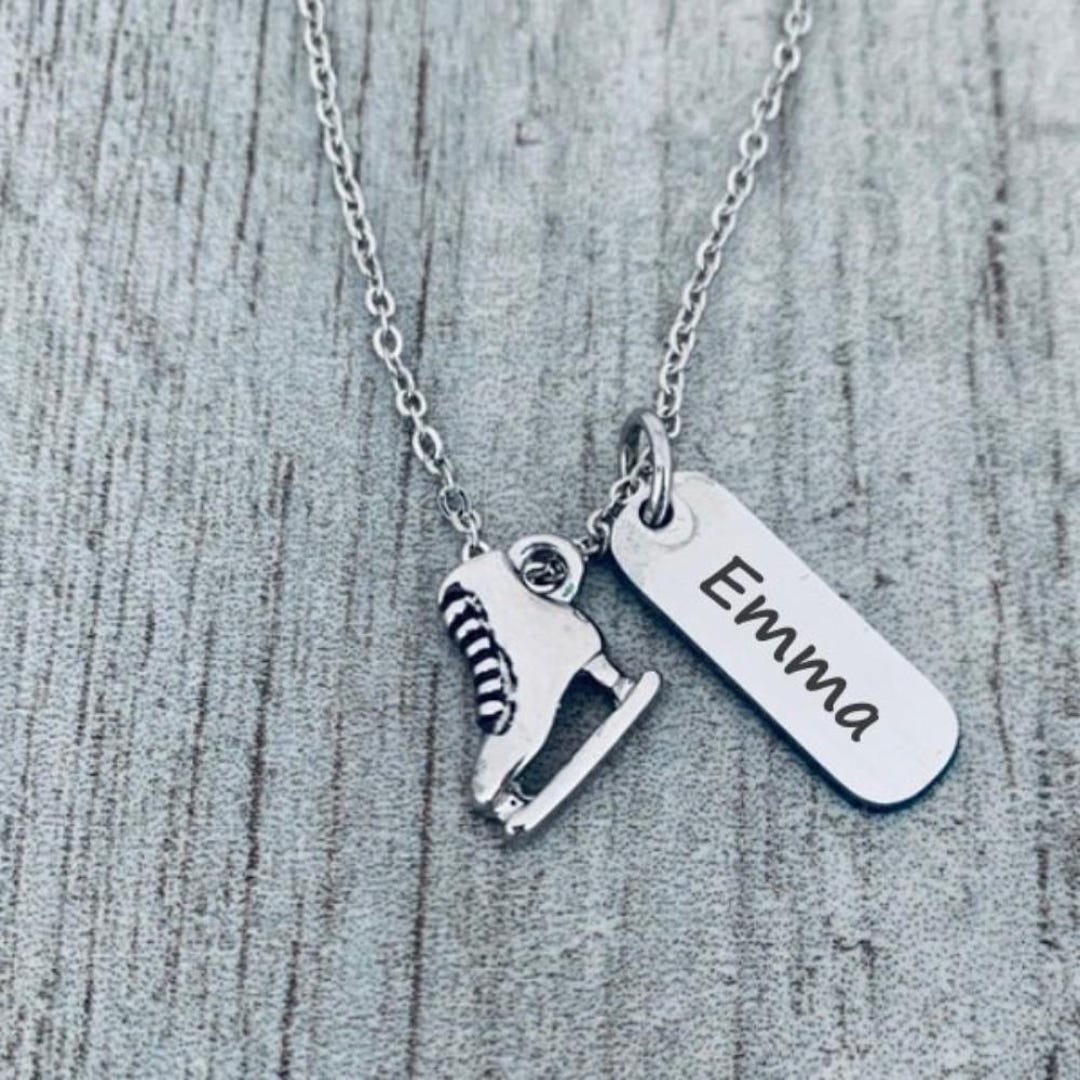 Personalized Engraved Girls Figure Skating Necklace, Ice Skating Heart ...