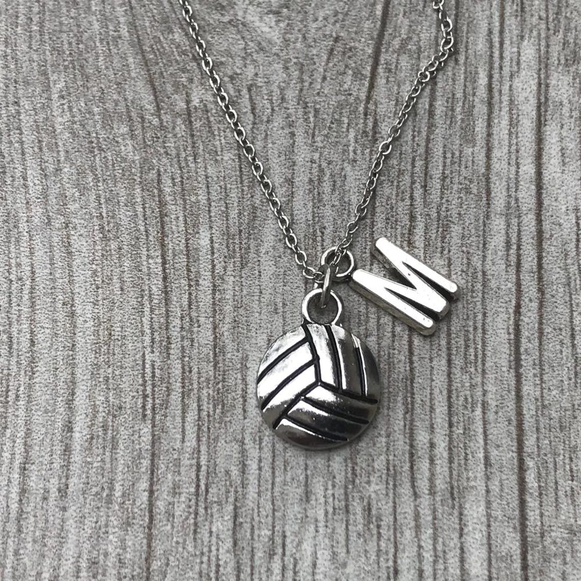 Personalized Volleyball Necklace With Initial Charm, Custom Volleyball ...