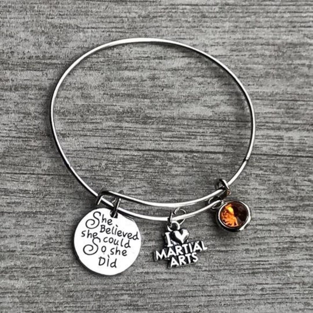 Personalized Martial Arts Bracelet With She Believed Charm and Belt ...