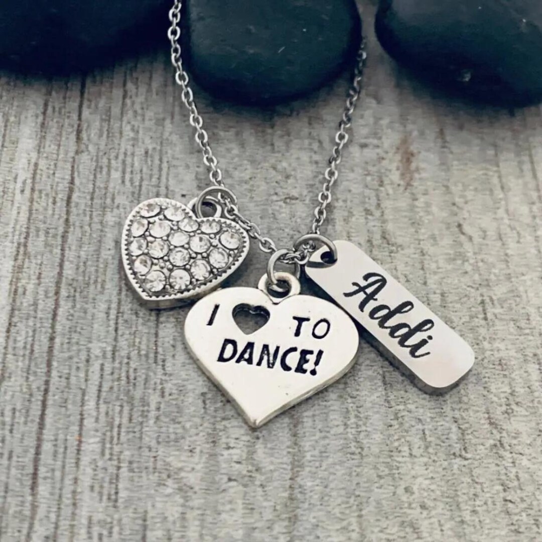 Personalized Girls Engraved Dance Necklace With Birthstone Charm, Dance ...