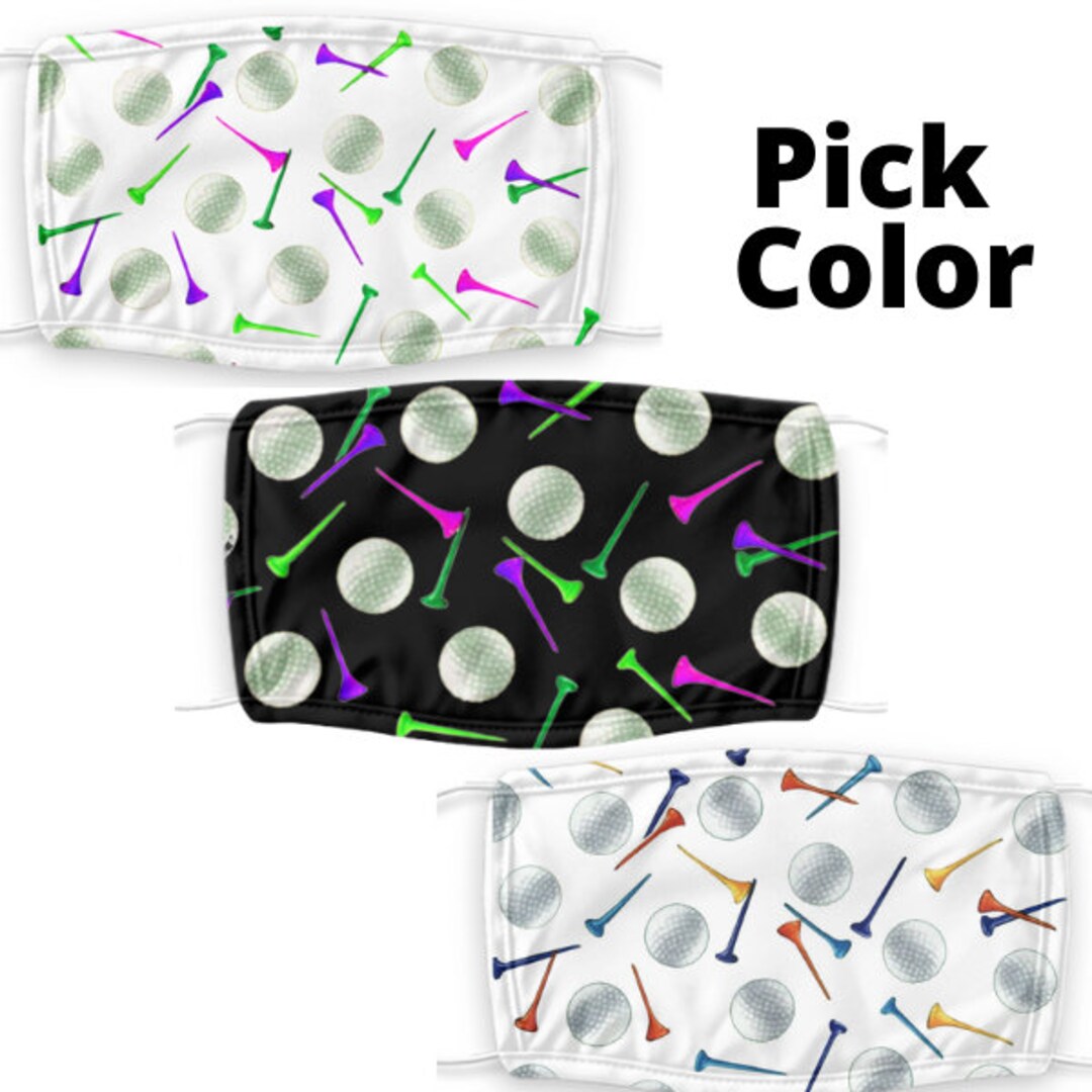 Golf Mask Golf Ball and Tee Print Reusable Washable and - Etsy
