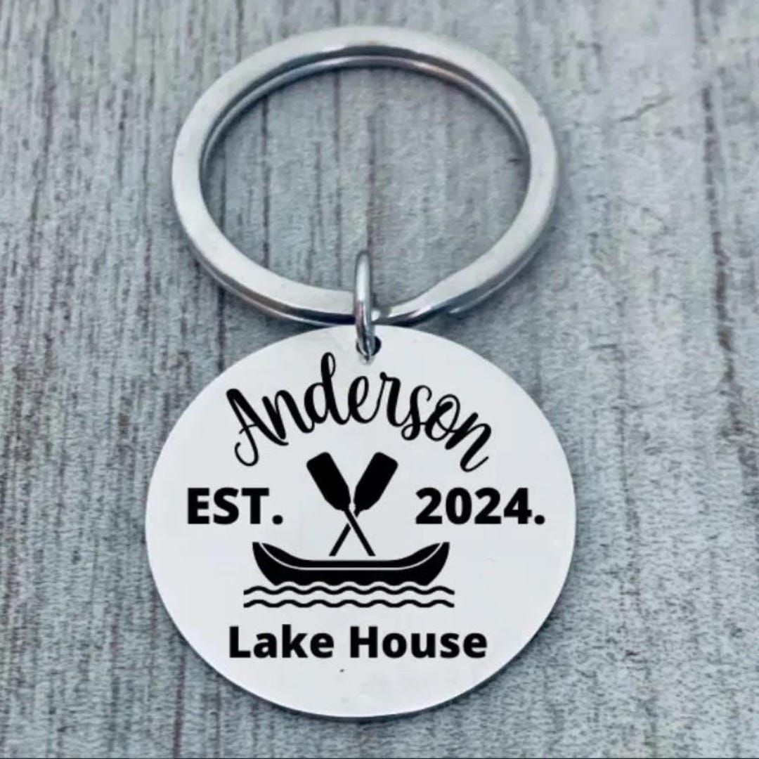 Personalized Lake Keychain, Lake House Engraved Lake Name, Lake Cabin ...