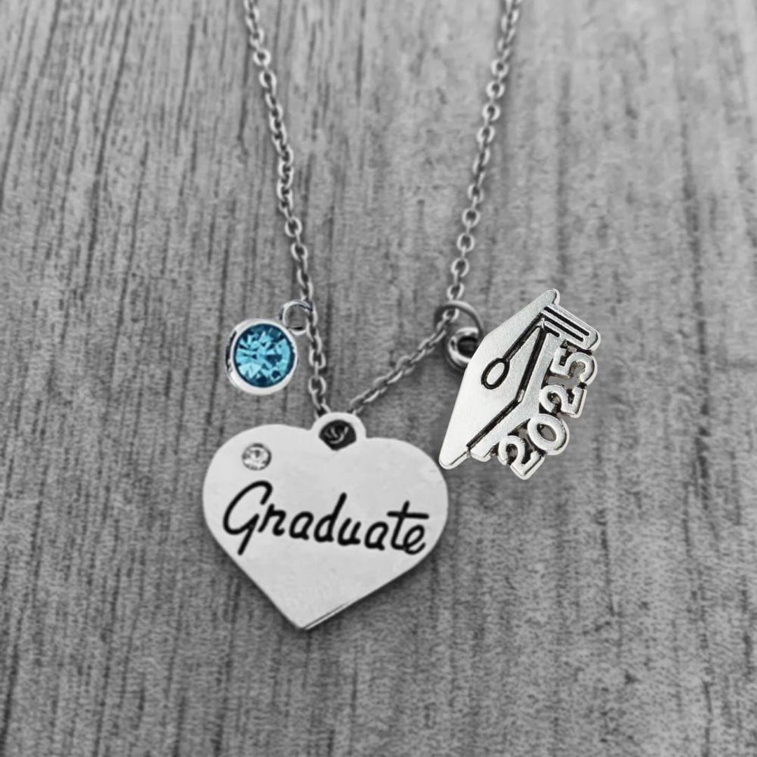 Personalized 2025 Graduation Necklace With Birthstone Graduation ...