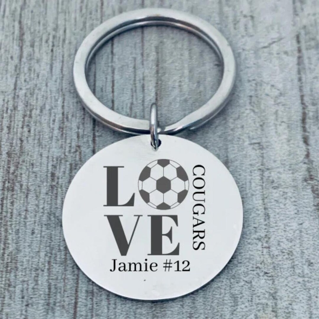 Personalized Engraved Soccer Charm Keychain, Custom Soccer Jewelry Gift ...