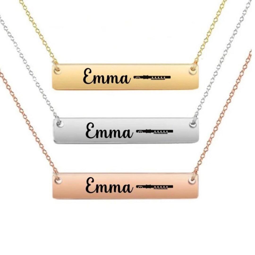 Girls Flute Gift, Personalized Flute Necklace, Engraved Pendant Charm ...