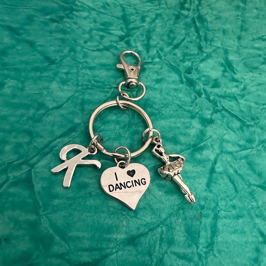 I Love Dancing Keychain With Ballerina and Initial Charm | Ballet Dance ...