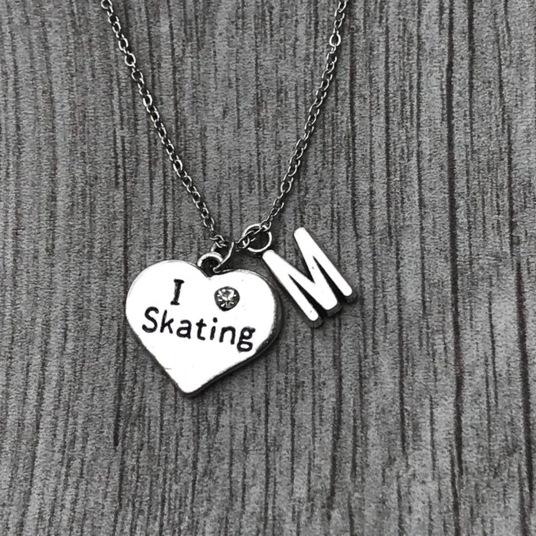 Personalized Figure Skating Necklace With I Love Skating Heart and ...