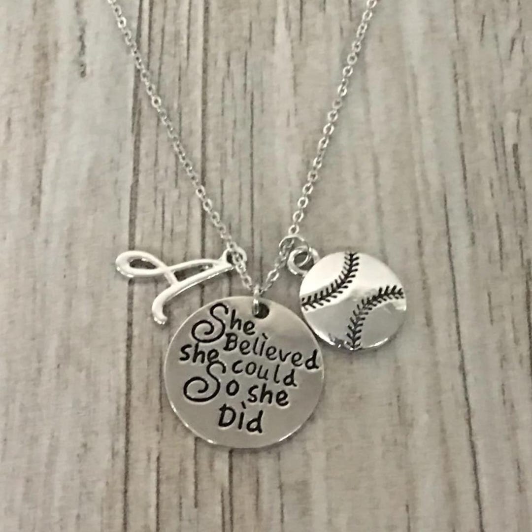 Personalized Softball Necklace, Custom Softball She Believed She Could ...