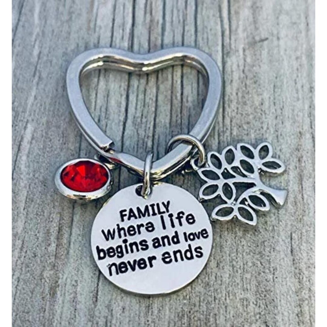 Personalized Family Tree Keychain, Family Where Life Begins and Love ...