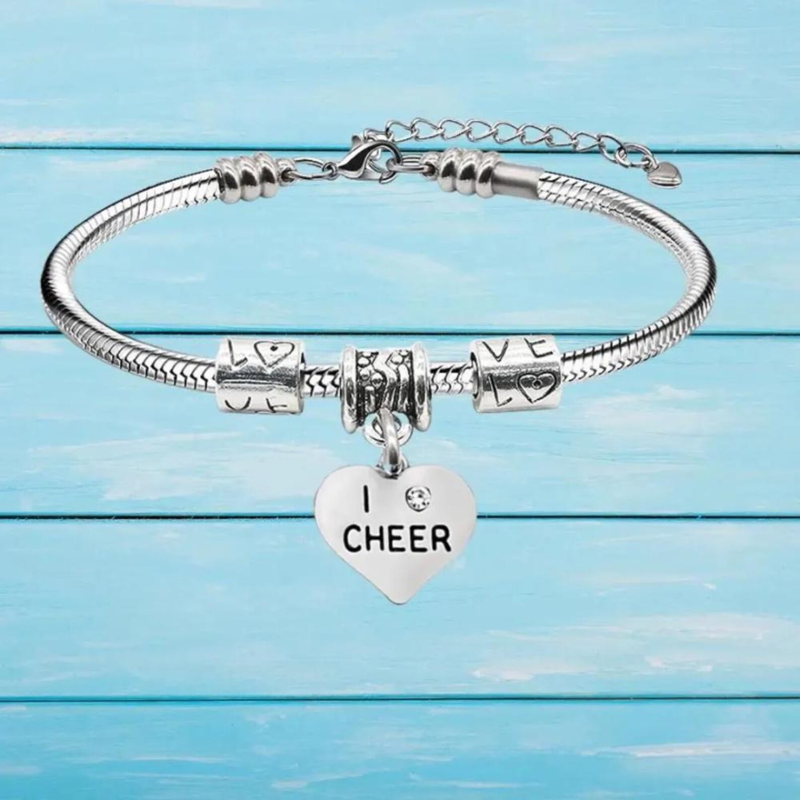 Cheer Gift, Personalized Girls Cheerleading Bracelet, Love to Cheer ...