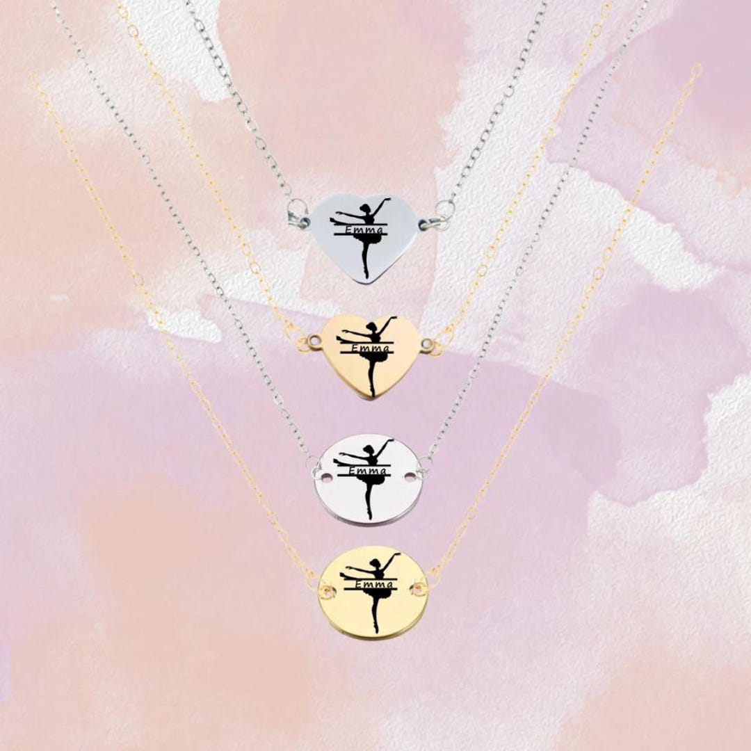 Personalized Engraved Stainless Steel Ballet Charm Necklace, Dance ...