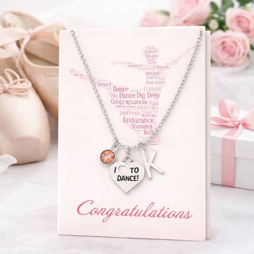 Personalized Girls Dance Necklace & Card Gift Set- Dance Jewelry, Love ...