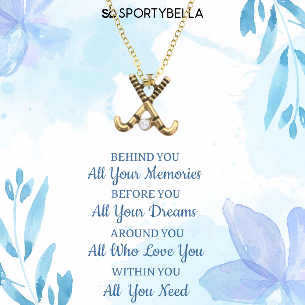 Gold Field Hockey Necklace for Girls With Inspirational Quote Card ...