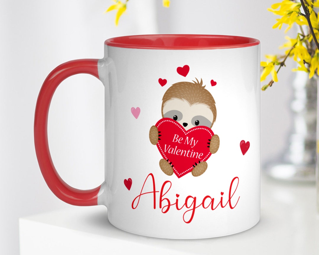 Personalized Valentine Sloth Mug, Valentines Day, Gift for Her - Etsy UK