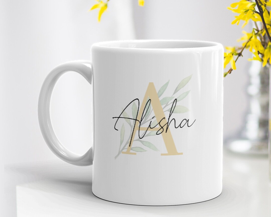 Custom Name Initial Mug Monogram Mug Personalised Name and Initial Mug ...