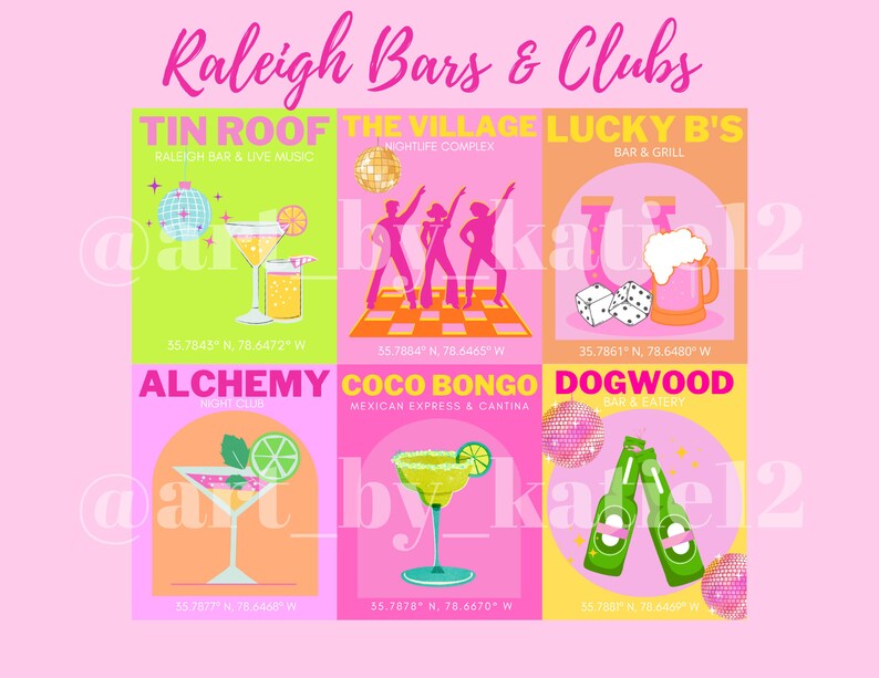 Bars and Clubs Poster Pack set of 6 - Etsy