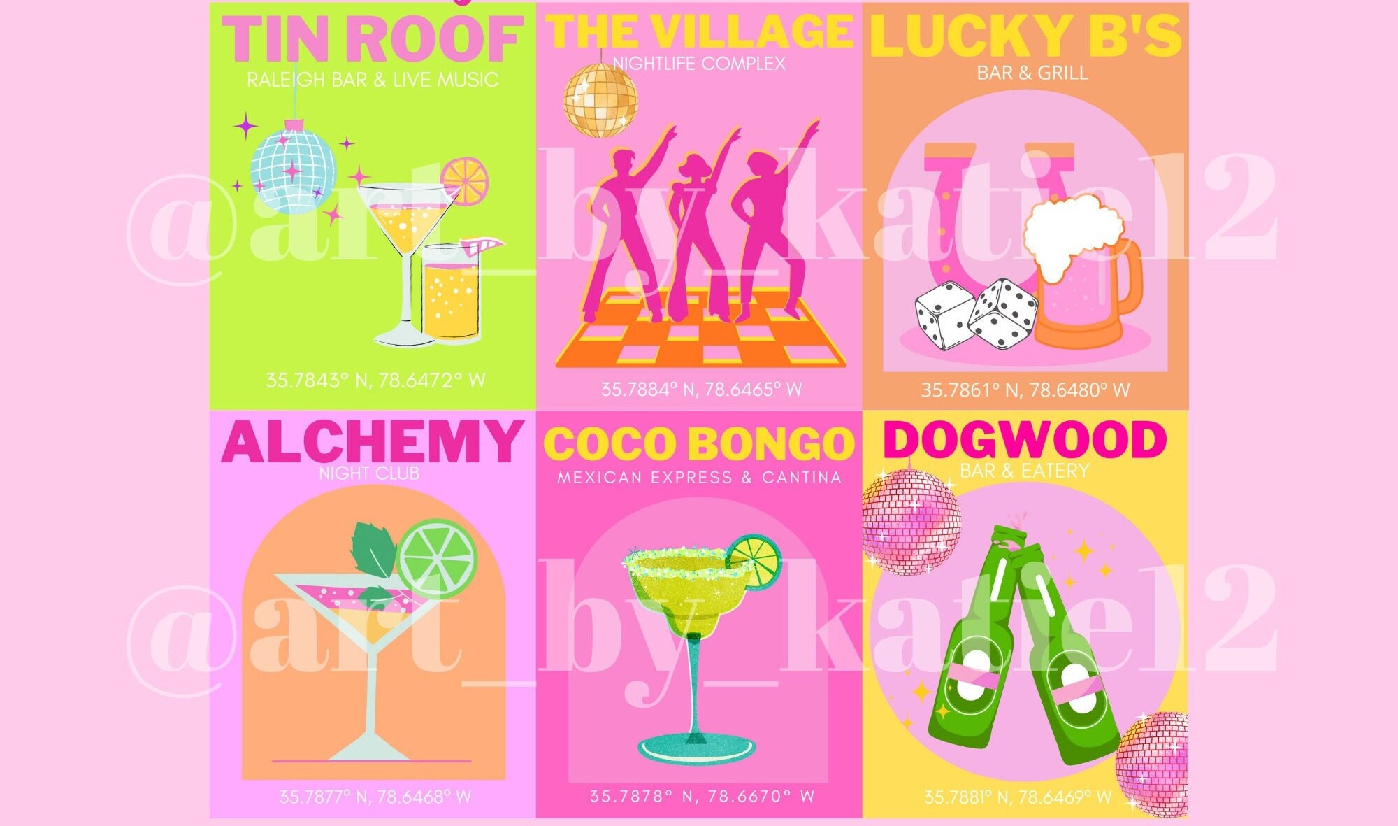Bars and Clubs Poster Pack set of 6 - Etsy