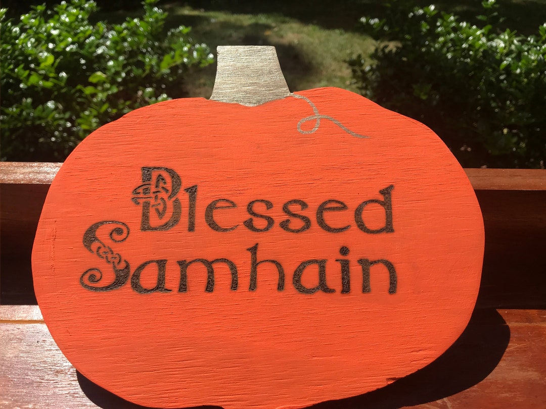 Samhain Blessings Pumpkin Wall Decor: Woodburn Art - Etsy