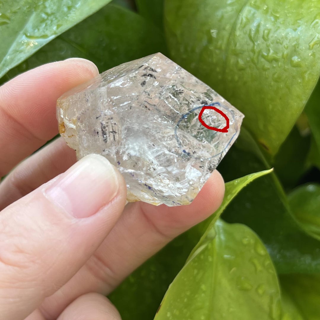Natural Moving Water Bubble Quartz Crystal, Enhydro Skeletal Quartz ...