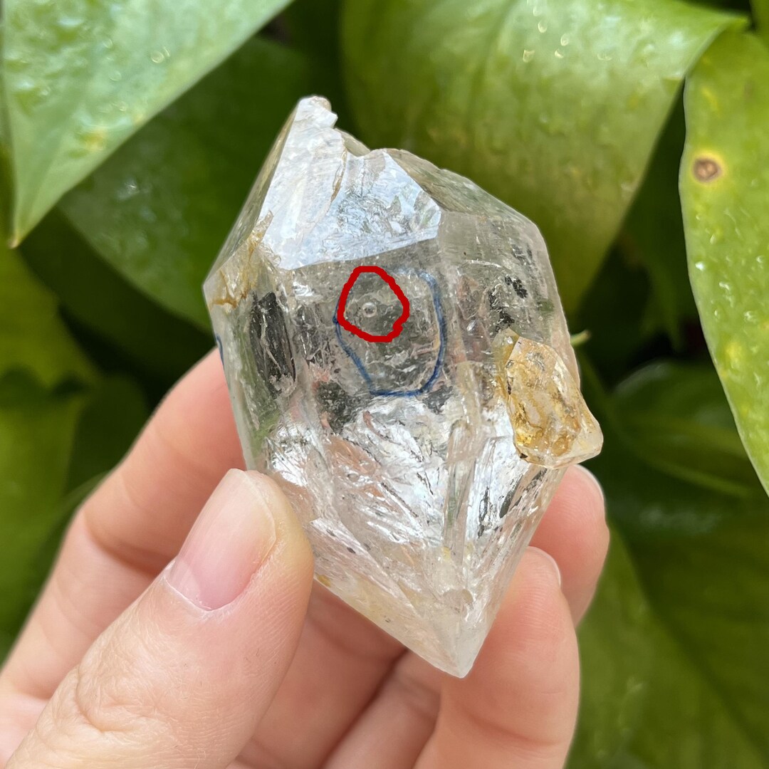 Natural Moving Water Bubble Quartz Crystal, Enhydro Skeletal Quartz ...