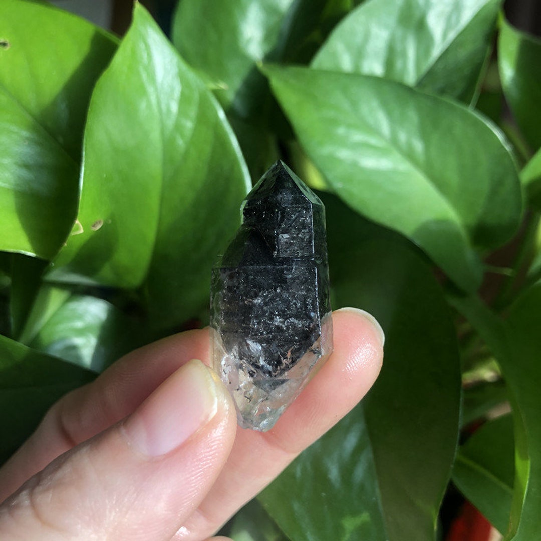 Natural Black Phantom Skeletal Quartz Elestial Quartz Crystal ...