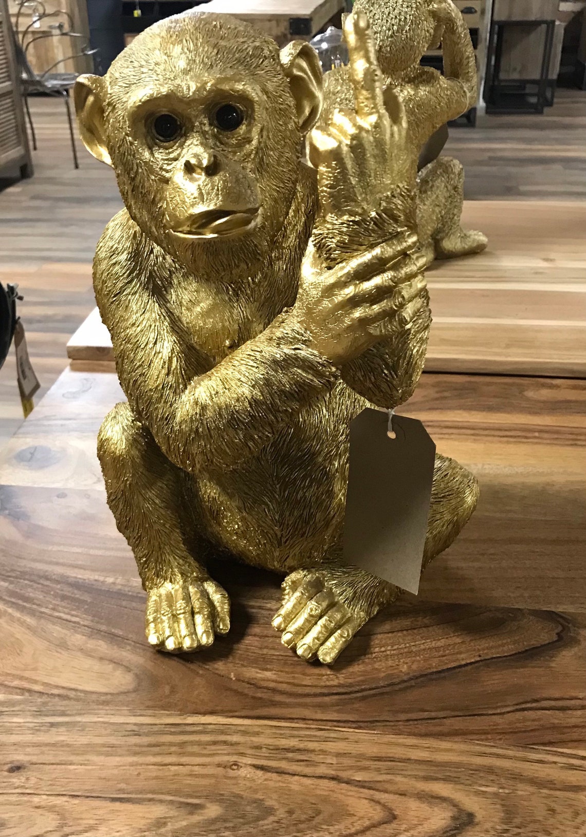 Cheeky Monkey Ornament Shelf Sitting Decor Sculpture Gold | Etsy