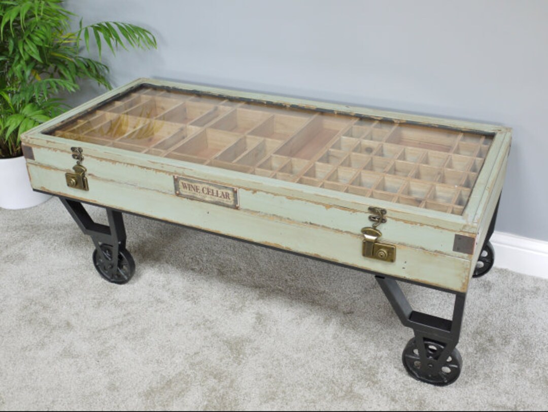 Retro Industrial Coffee Table Haberdashery Storage Table Urban - Etsy