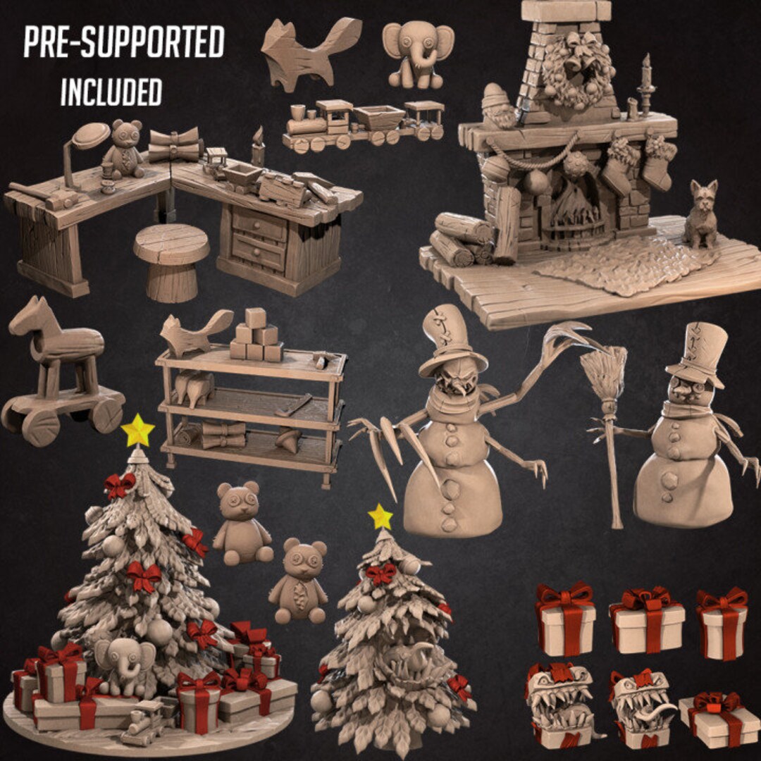 Christmas Scenery Set Unpainted Miniature - Etsy