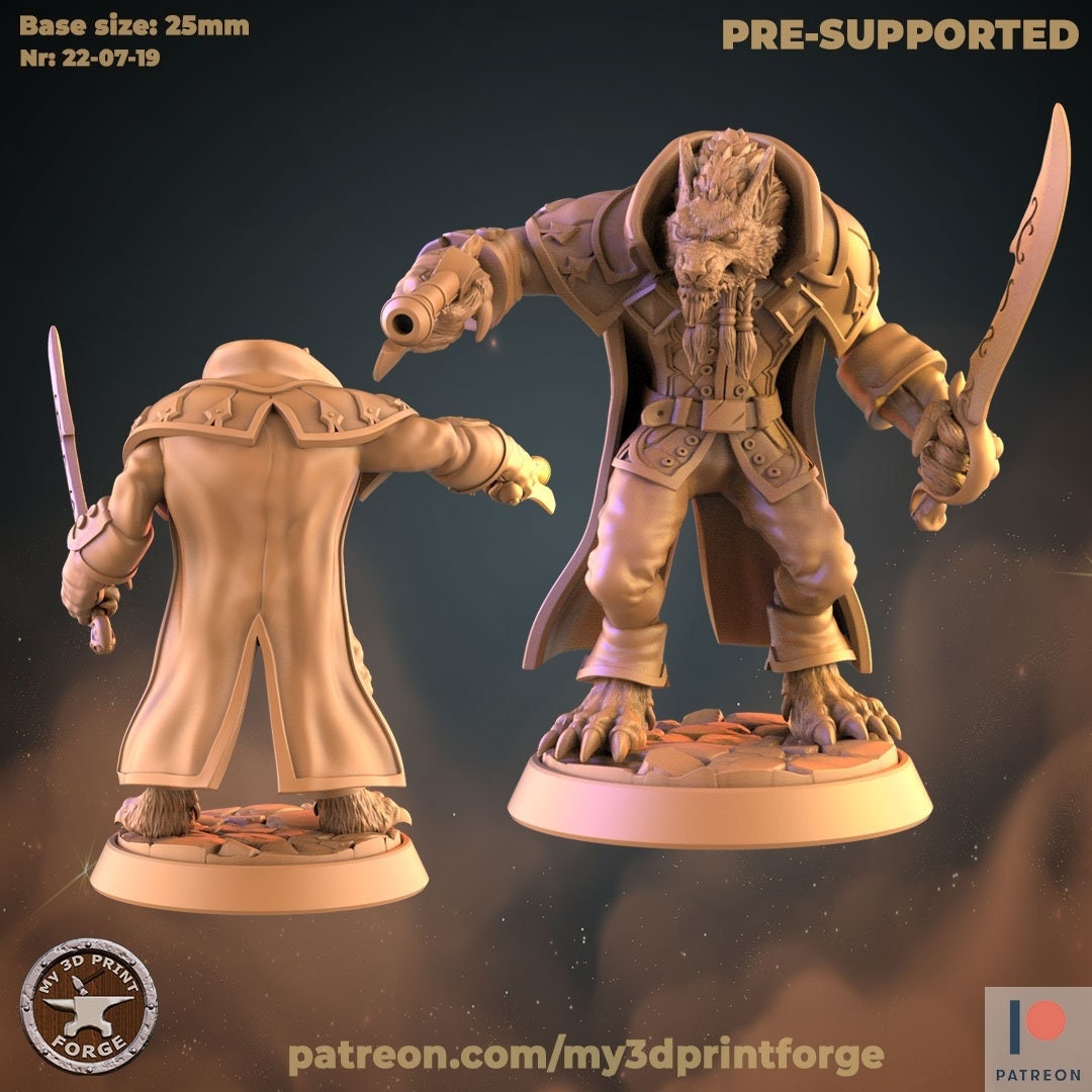 Male Werewolf Fighter - 32mm Scale - Unpainted Miniature for Dnd ...