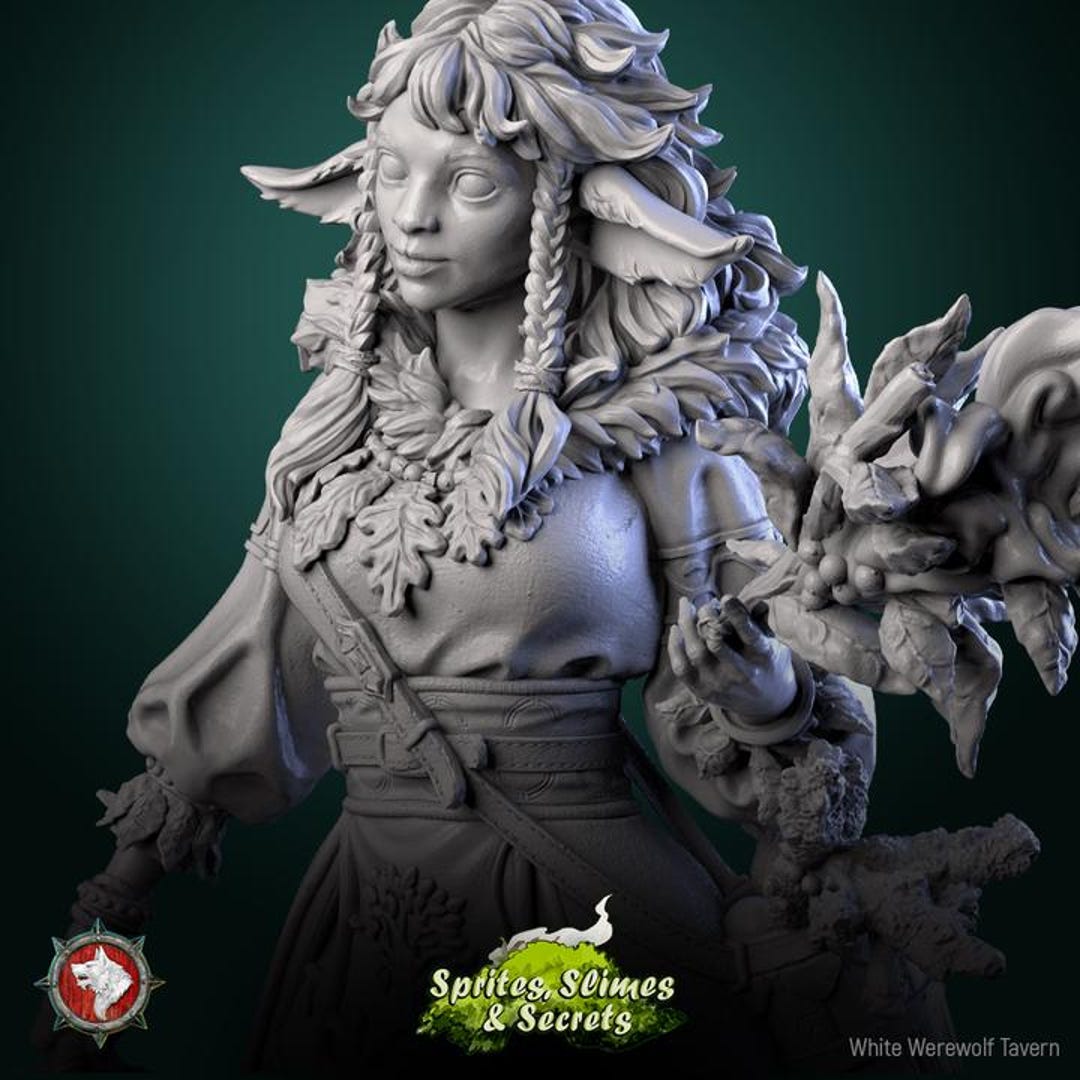 Female Firbolg Druid, Shael - Unpainted Miniature - Etsy