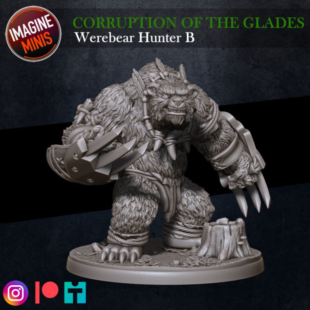 Werebear Hunter B Unpainted Miniature - Etsy