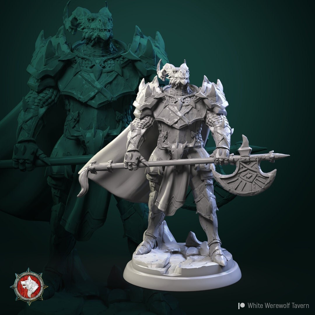 Dragonborn Knight With Great Axe Unpainted Miniature - Etsy