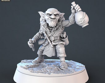Blix the Goblin Fighter Twin Goddess Miniatures D&D TTRPG 32mm/75mm ...
