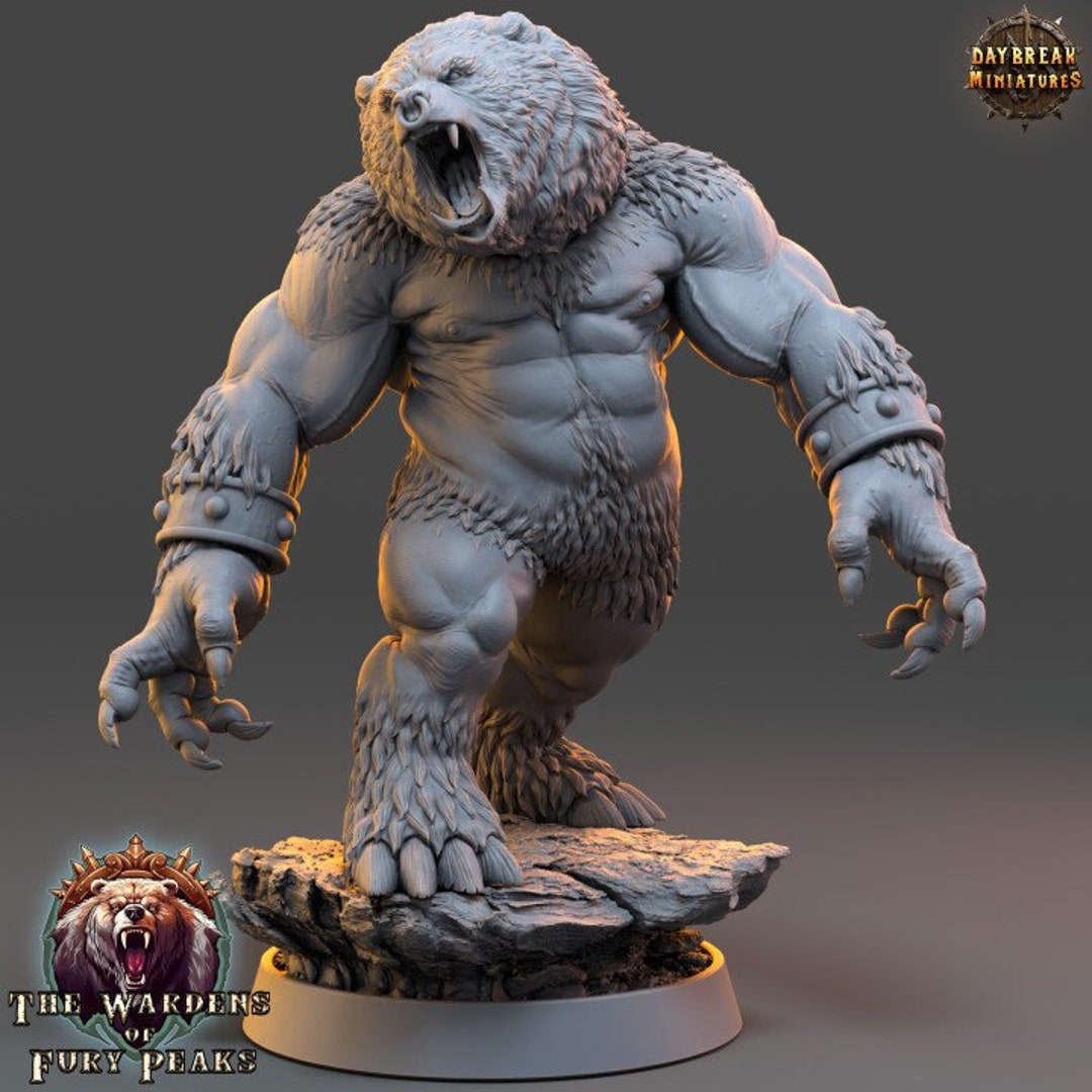 Werebear, Harkan Roarer, Wardens of Fury Peaks 32mm Scale Unpainted ...