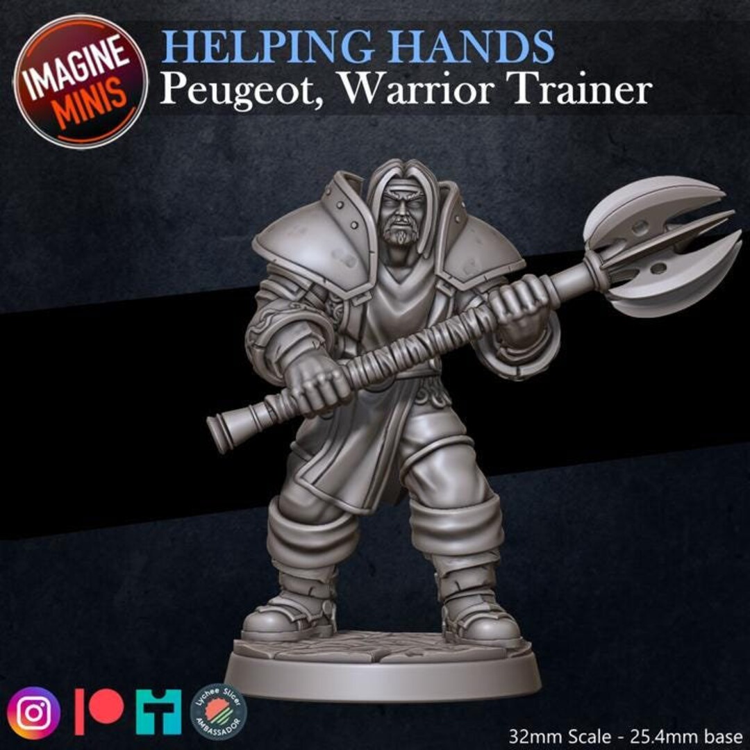 Male Warrior, Warrior Trainer, Peugeot 28mm, 32mm Scale Unpainted ...